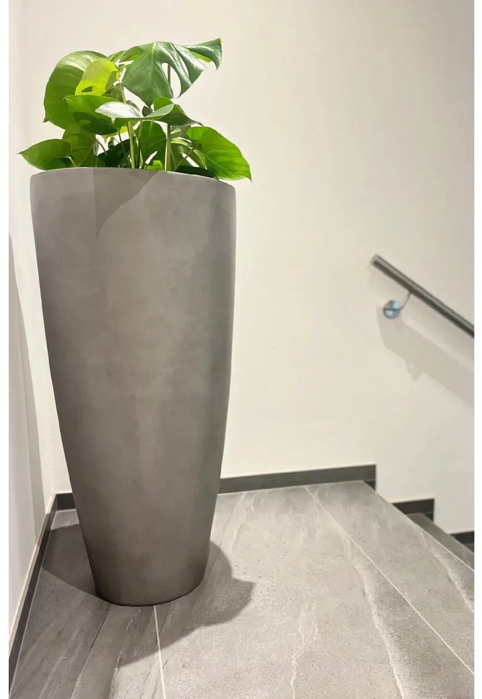 Květináč CITY, sklolaminát, výška 100 cm, beton design, šedý