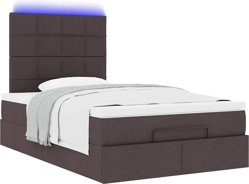 Osmanský rám postele s matrací tmavě hnědá 120x190cm textil 3313992