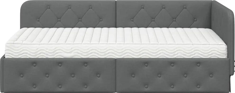 Rohový rám postele Tmavě šedá 100 x 200 cm textil 3394054