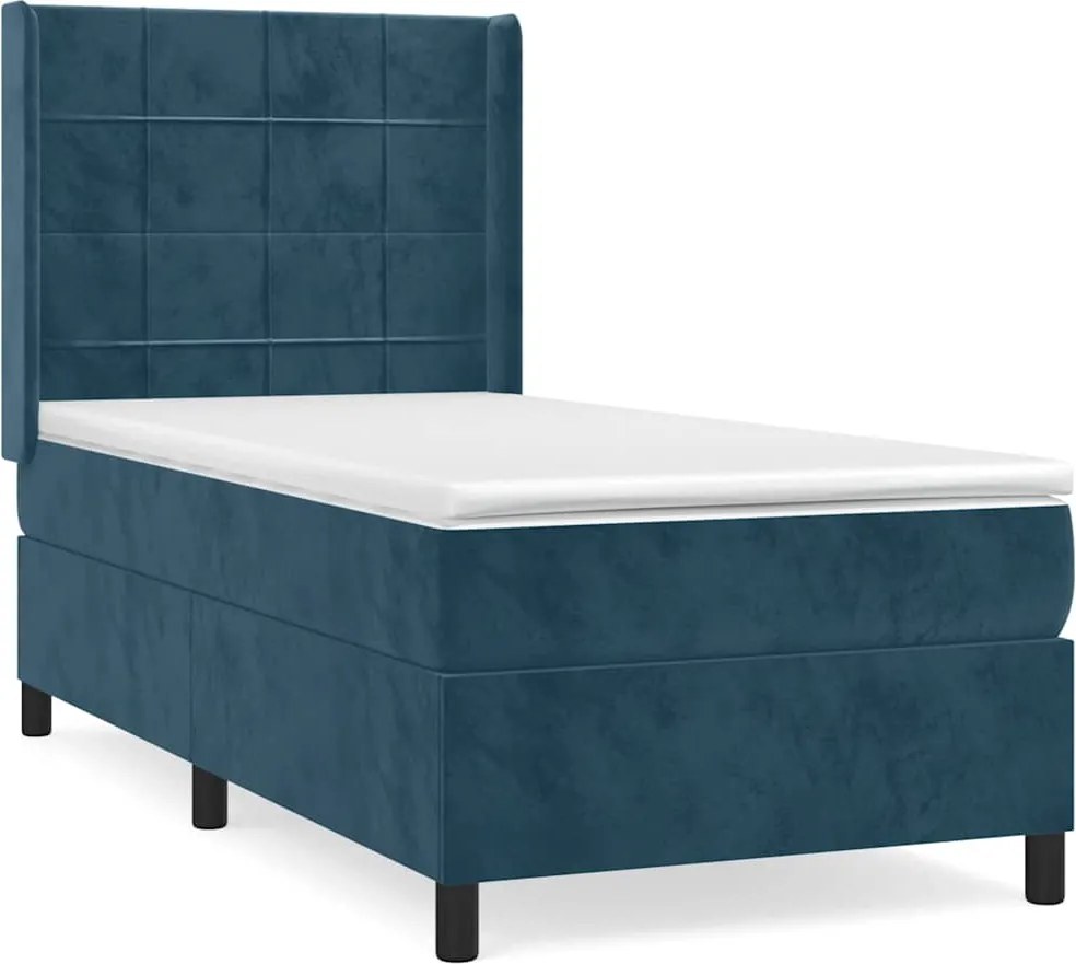 Box spring postel s matrací tmavě modrá 80 x 200 cm samet 3132649