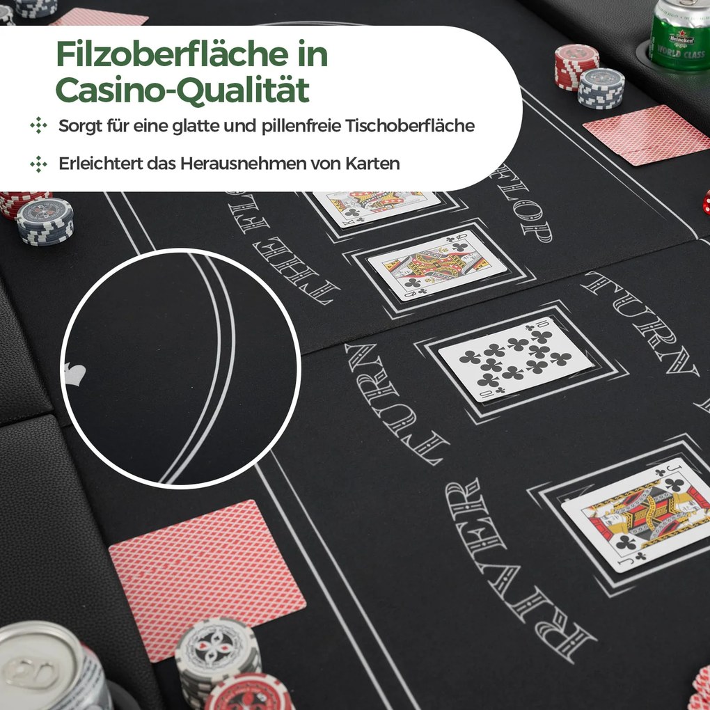 Costway Skládací pokerový stůl pro 8 hráče s držáky nápojů