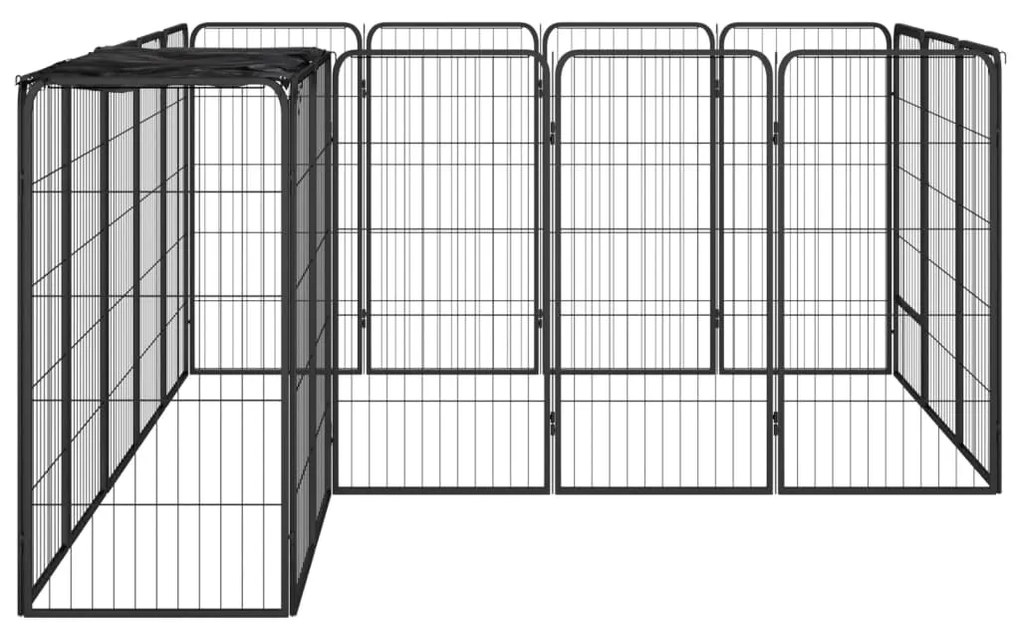 18panelová ohrádka pro psy černá 50 x 100 cm práškovaná ocel