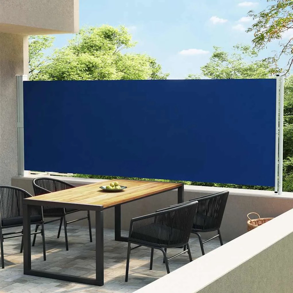 Zatahovací boční markýza / zástěna 600 x 160 cm modrá 313377