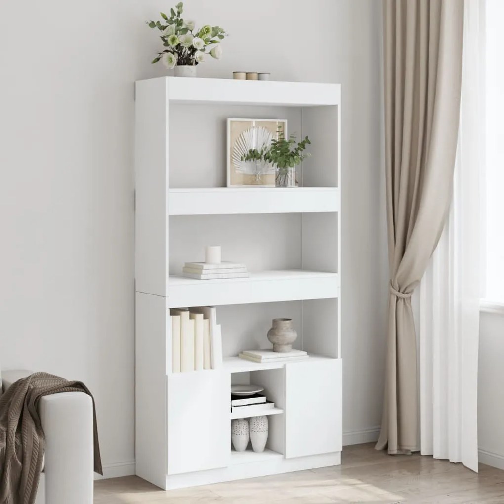 Skříň highboard bílá 92 x 33 x 180 cm kompozitní dřevo