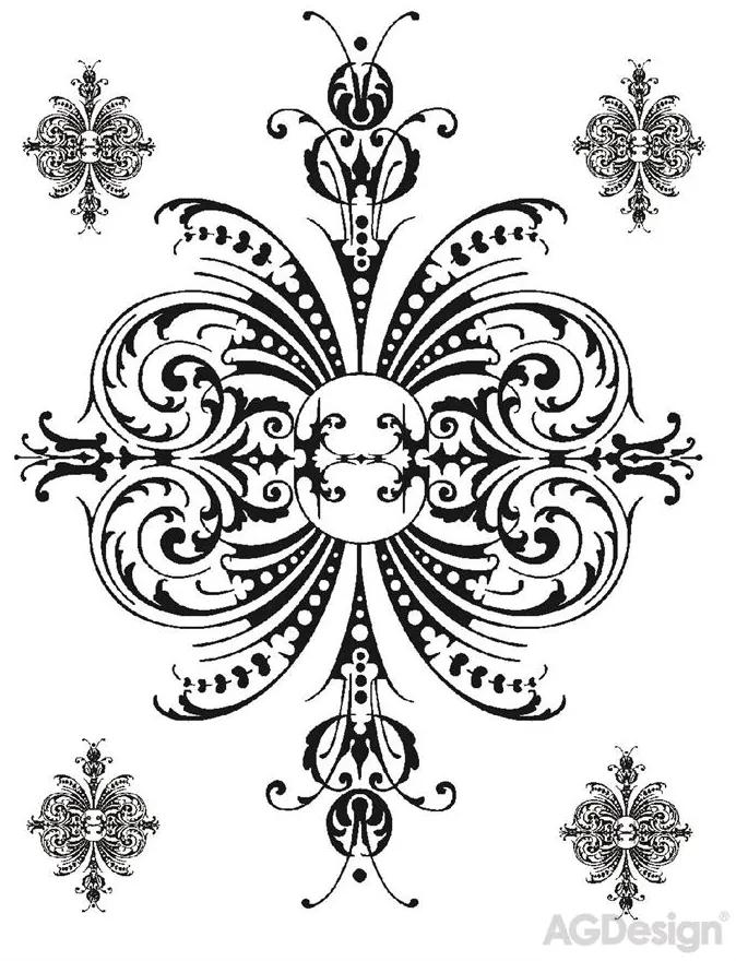 Samolepící semišová dekorace Černé ornamenty, 65 x 85 cm, FL 1013