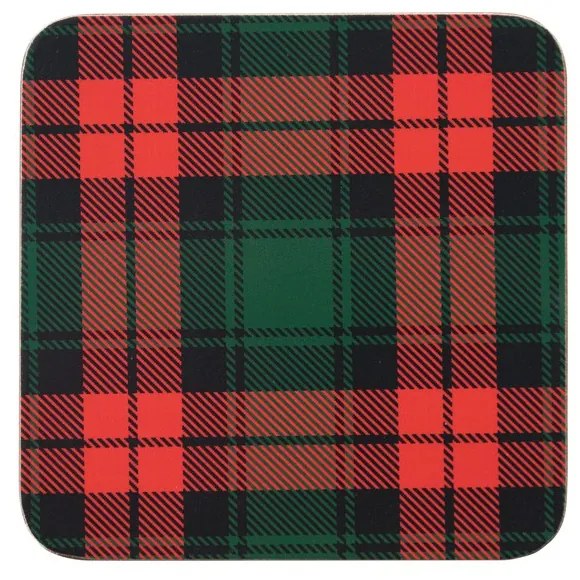 6 ks pevné korkové podtácky Tartan - 10*10*0,4cm