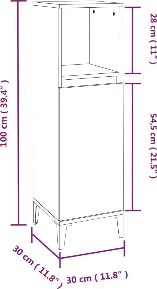 vidaXL Koupelnová skříňka 30x30x100 cm kompozitní dřevo [819817] Barva: Bílá