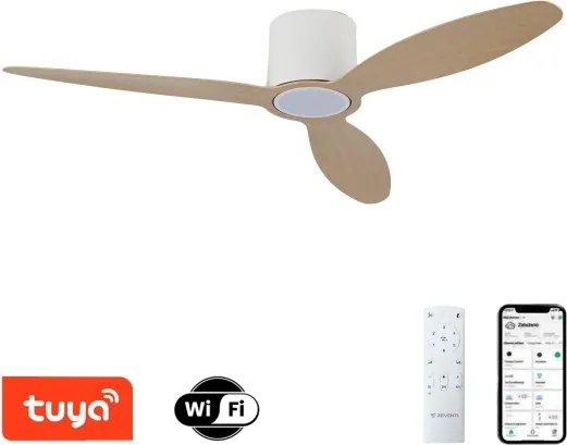 ZEVENTI - LED Stropní ventilátor VENTORA LED/24W/230V Wi-Fi Tuya bílá/dub + DO