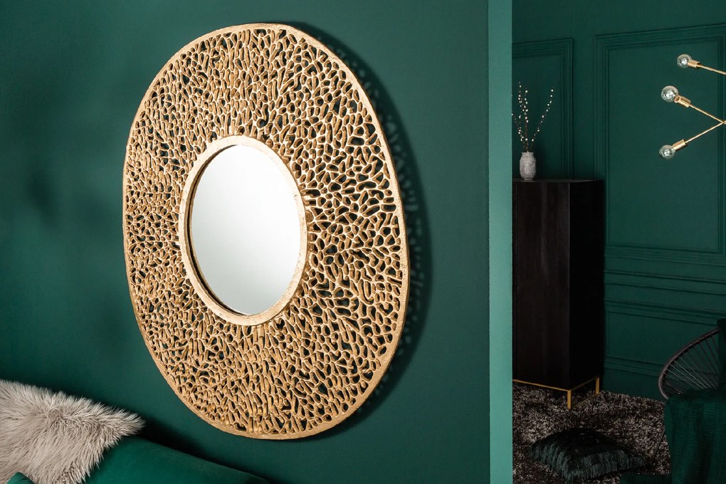 Zlaté hliníkové zrcadlo Ferago, 112 cm