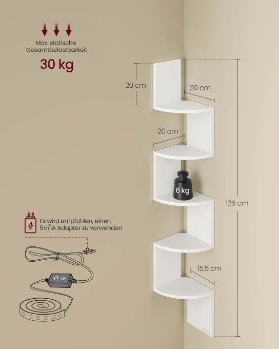 Rohová police s LED osvětlením LBC630W01