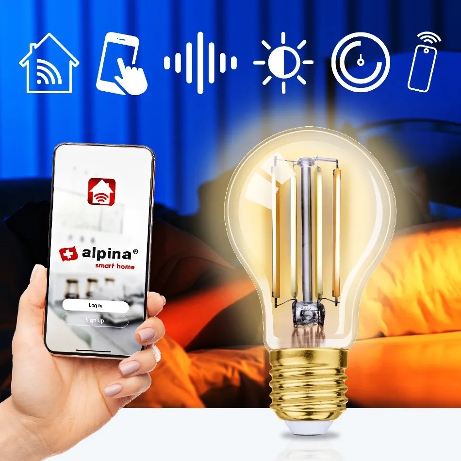 ALPINA Chytrá žárovka LED WIFI bílá stmívatelná E27 470LMED-225448