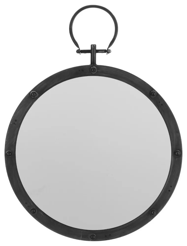 Zrcadlo nástěnné s přívěskem, kovové zrcadlo, kruhové zrcadlo Ø 40 cm