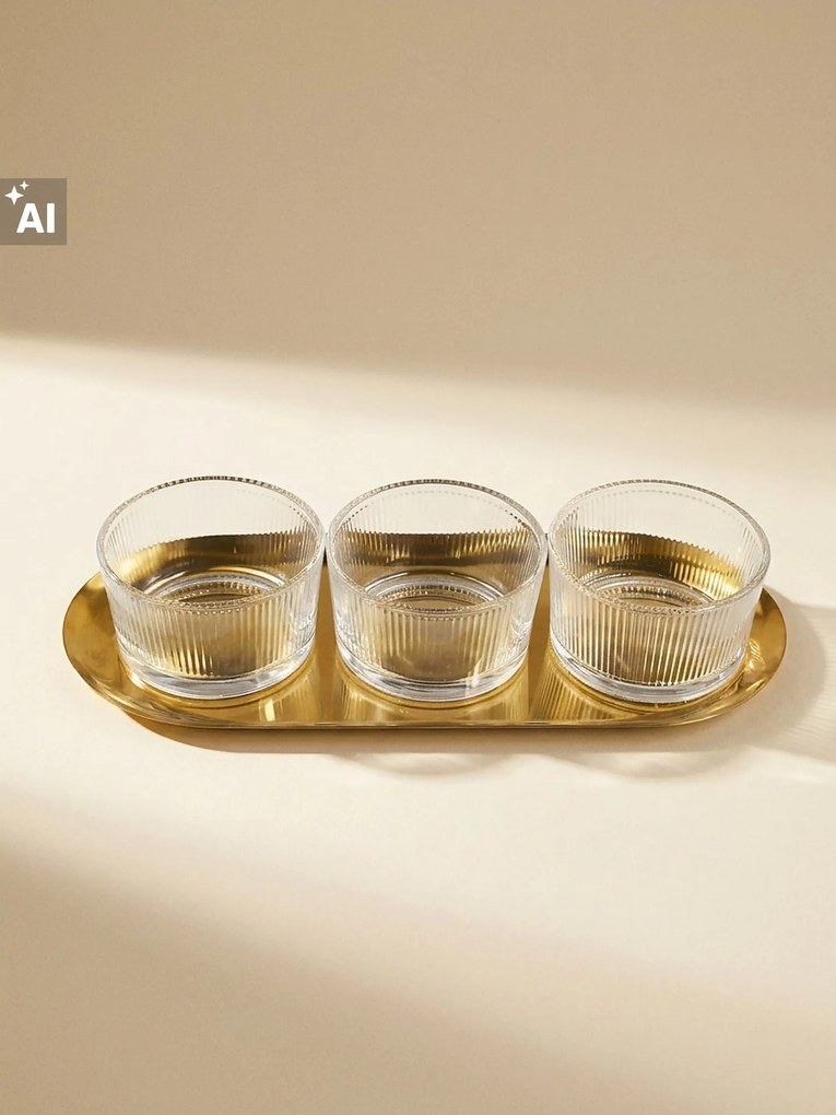 Sinsay - Úložné nádoby s podnosem 3 pack - zlatá