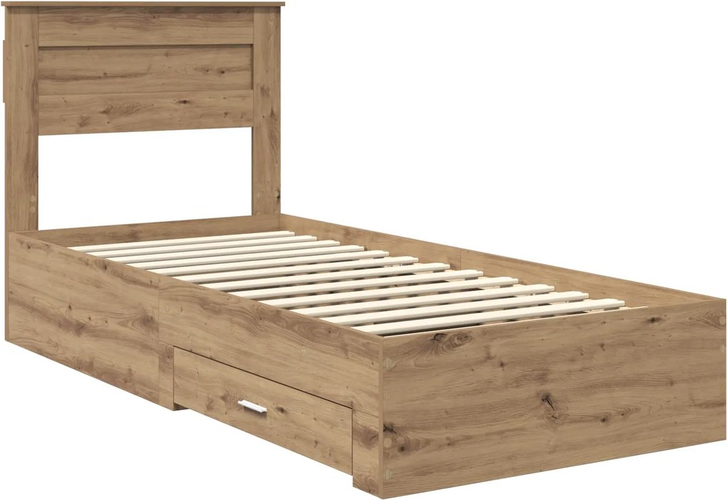 Rám postele s čelo Artisanový dub 100 x 200 cm Kompozitní dřevo 3410026