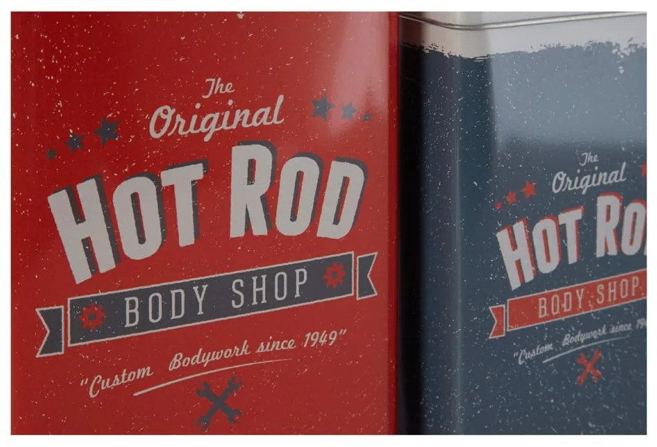 Sada 2 cínových úložných boxů Premier Housewares Barber Hot Rod