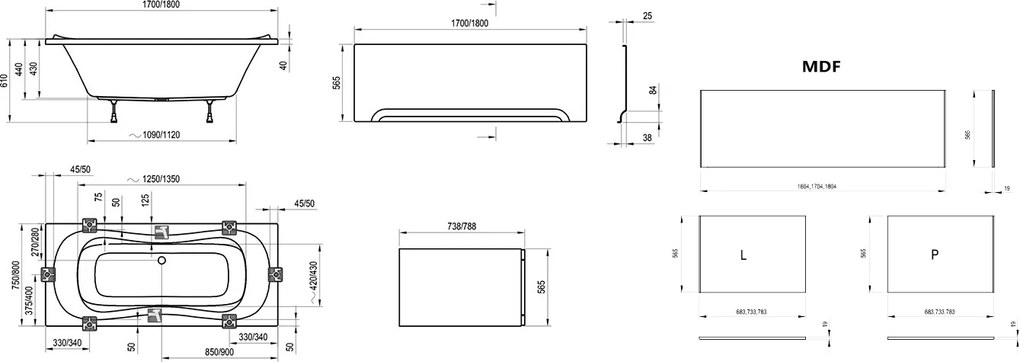Ravak Campanula II 180 x 80 cm CB21000000 vana