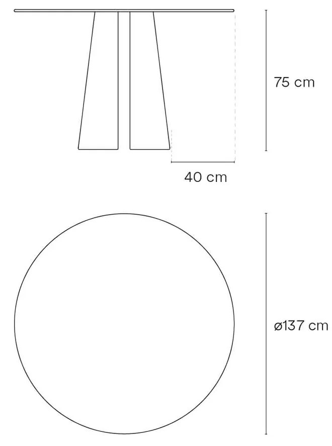 Kulatý jídelní stůl cep černý ø 137 x 75 cm MUZZA