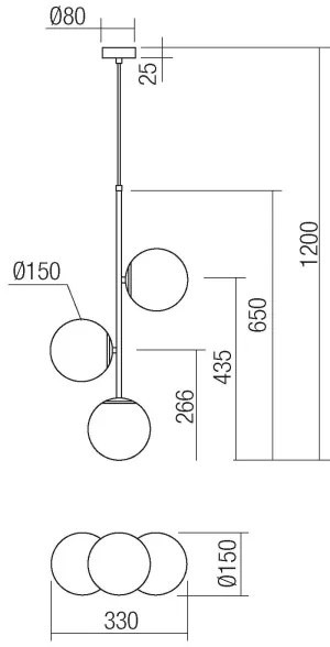 Redo 01-2627 - Lustr na lanku NIVA 3xE14/28W/230V