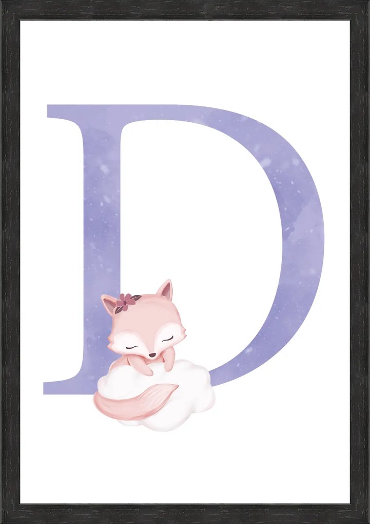Abeceda písmena s liškou - Obraz, Plakát Velikost: B2 - 50x70 cm, Volba rámu: s bílým rámem, Písmeno: O