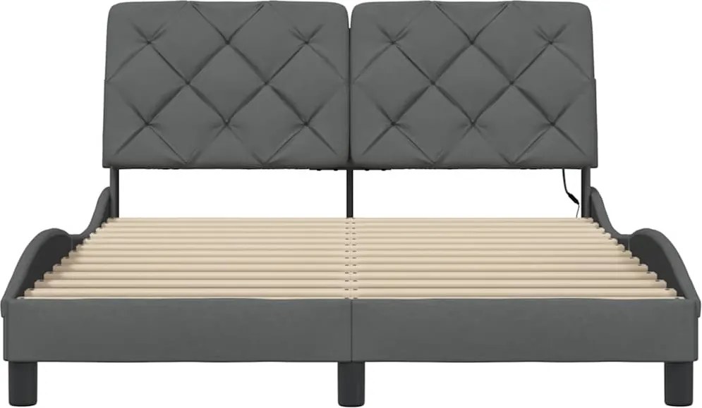 Rám postele s LED bez matrace Tmavě šedá 140x190 cm Látka 3310665