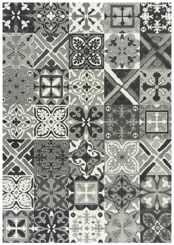 Kusový koberec LUNA 503754/89922 šedý patchwork Rozměr: 100x200 cm