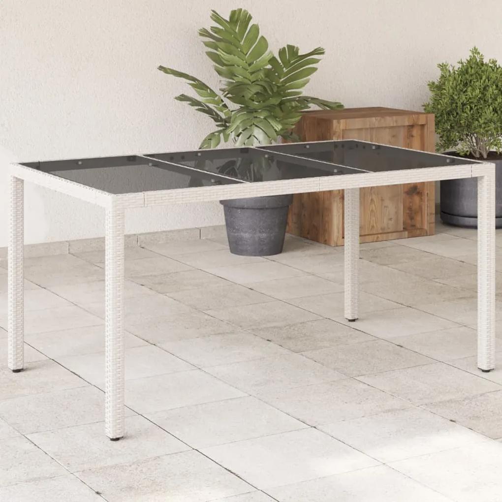 Zahradní stůl se skleněnou deskou bílý 150x90x75 cm polyratan,  368126