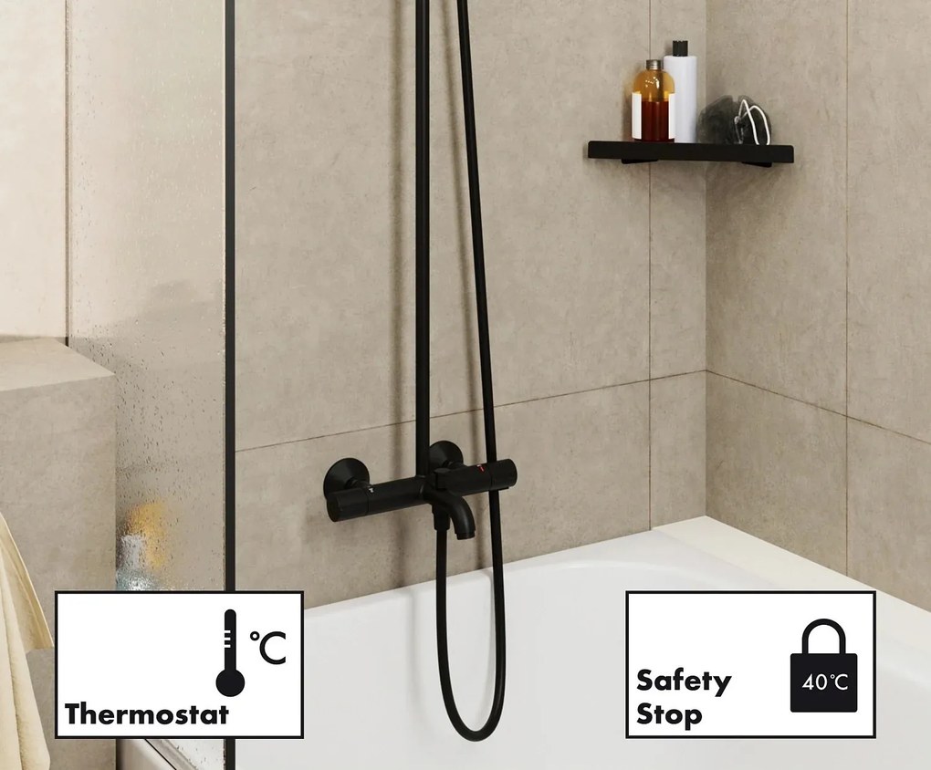 Hansgrohe Vernis Blend, Showerpipe 240 1jet s vanovým termostatem, černá matná, HAN-26899670