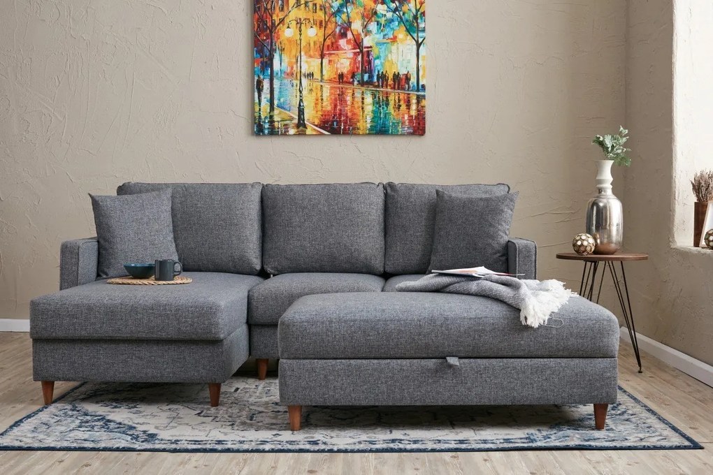 Hanah Home Rohová pohovka EVA šedá levá