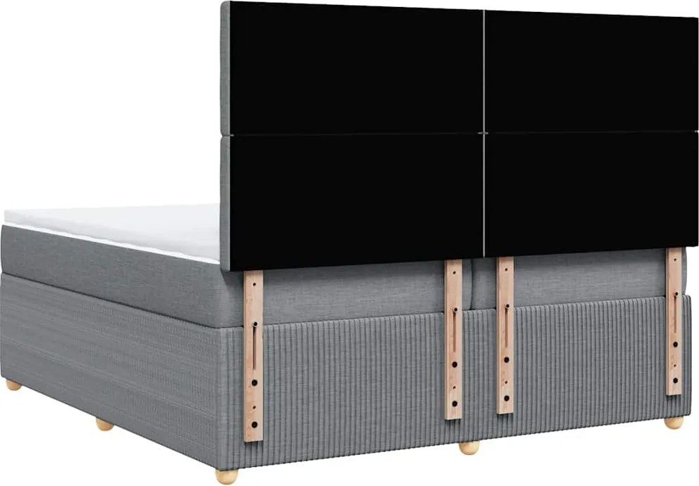 Box spring postel s matrací světle šedá 200 x 200 cm textil 3292177