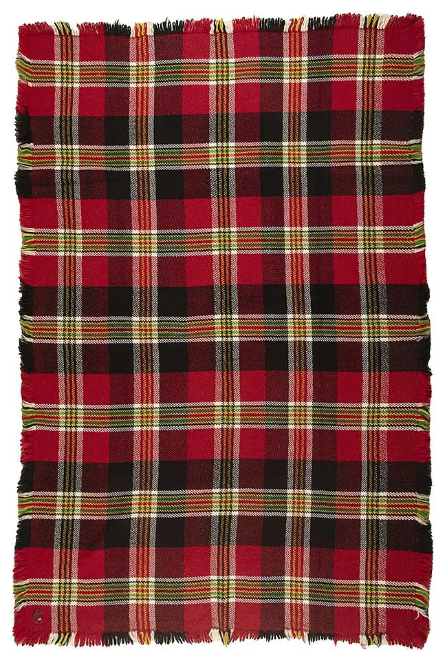 Klasická vlněná deka Rodopa V červené a černé kostky