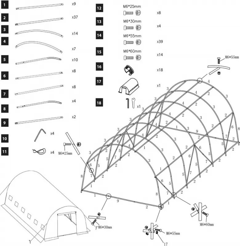 Zahradní foliovník 6x3x2 m 18m2 SPRINGOS GT0005