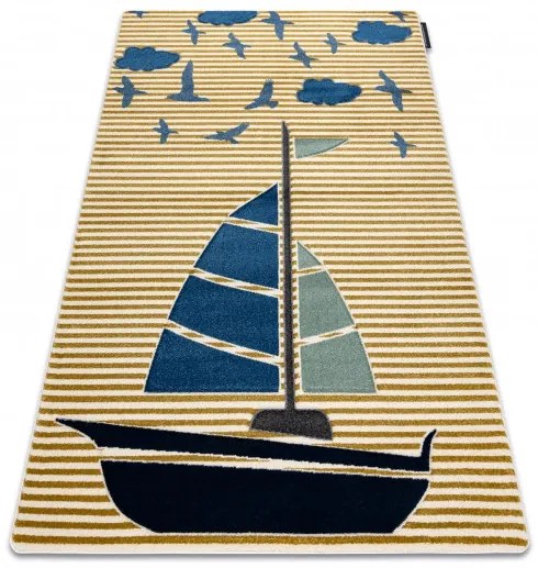 Dywany Łuszczów, Dětský kusový koberec Petit Sail boat gold, 160x220, žlutá, dětský pokoj