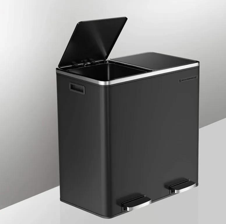 Odpadkový koš na tříděný odpad 2 x 30 L černý | BIANO