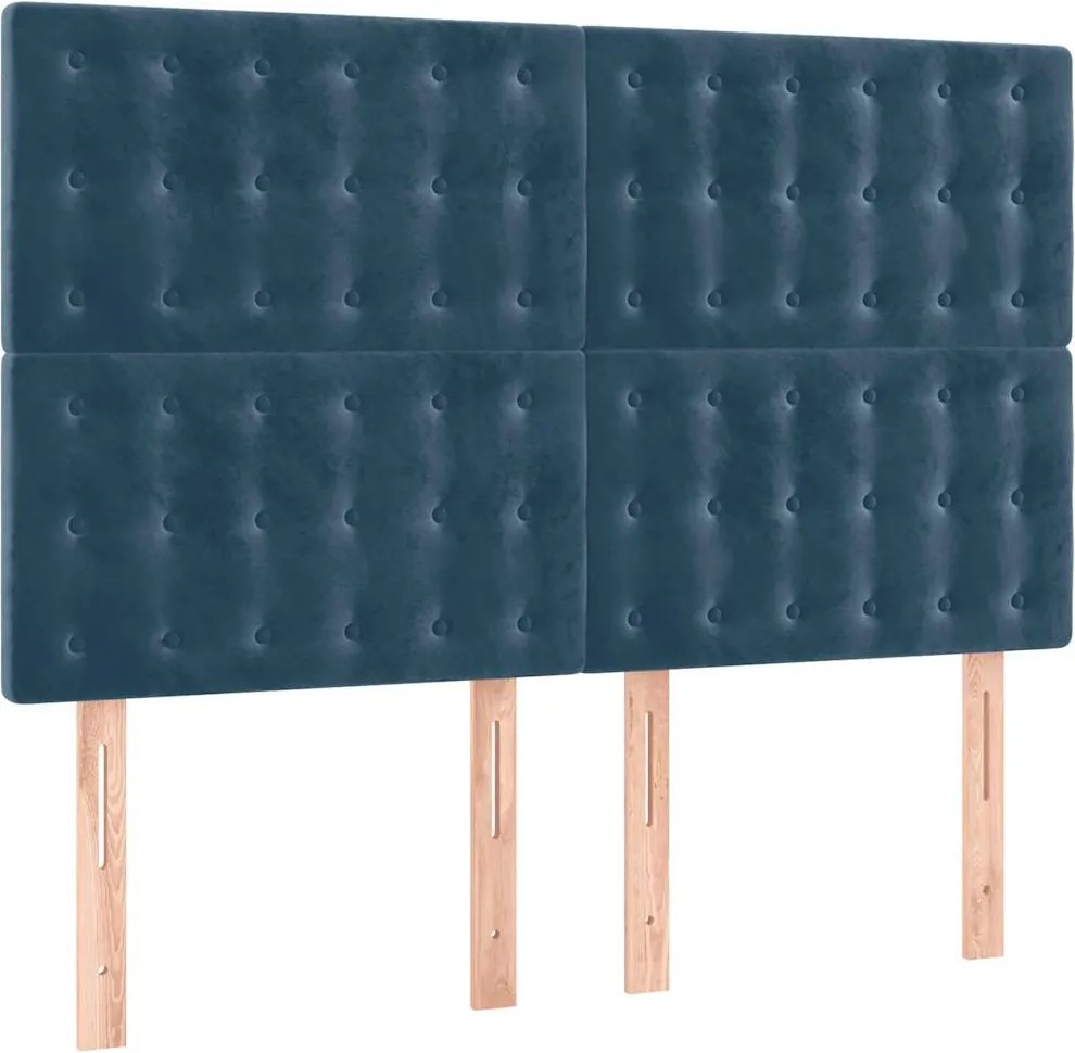 Box spring postel s matrací a LED tmavě modrá 140x190 cm samet 3136363