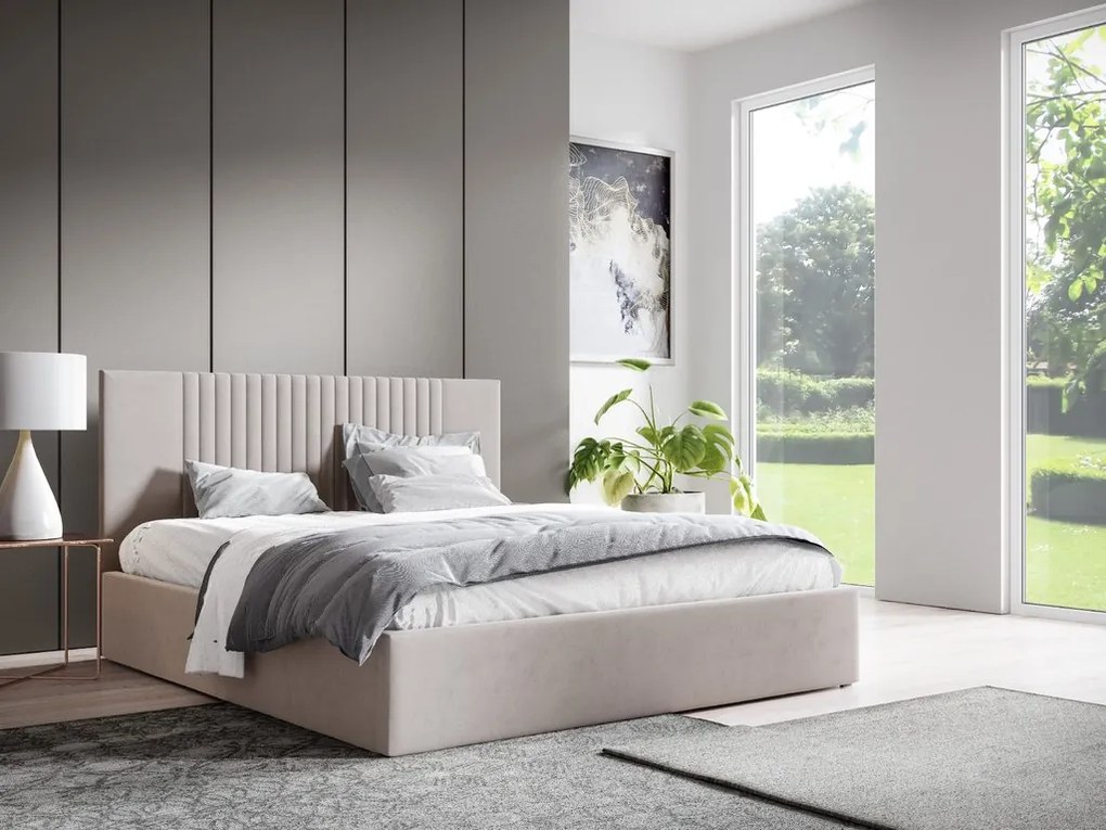 Eka Čalouněná postel LINA 140x200 cm Barva látky Trinity: Tmavě zelená (Trinity 2328), Úložný prostor: Bez úložného prostoru