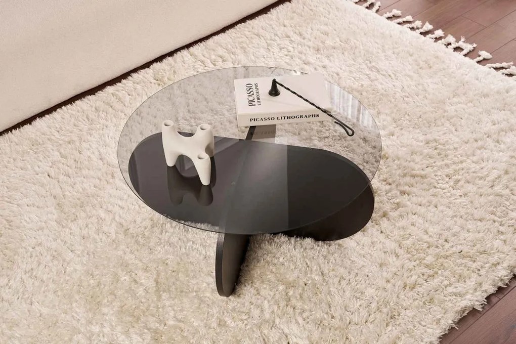 Designový konferenční stolek Jameela 75 cm černý / kouřový