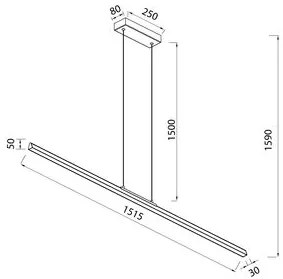 Mantra Lineal, bílé lineární závěsné svítidlo se svícení nahoru/dolů LED 54W 3000K, délka 151cm