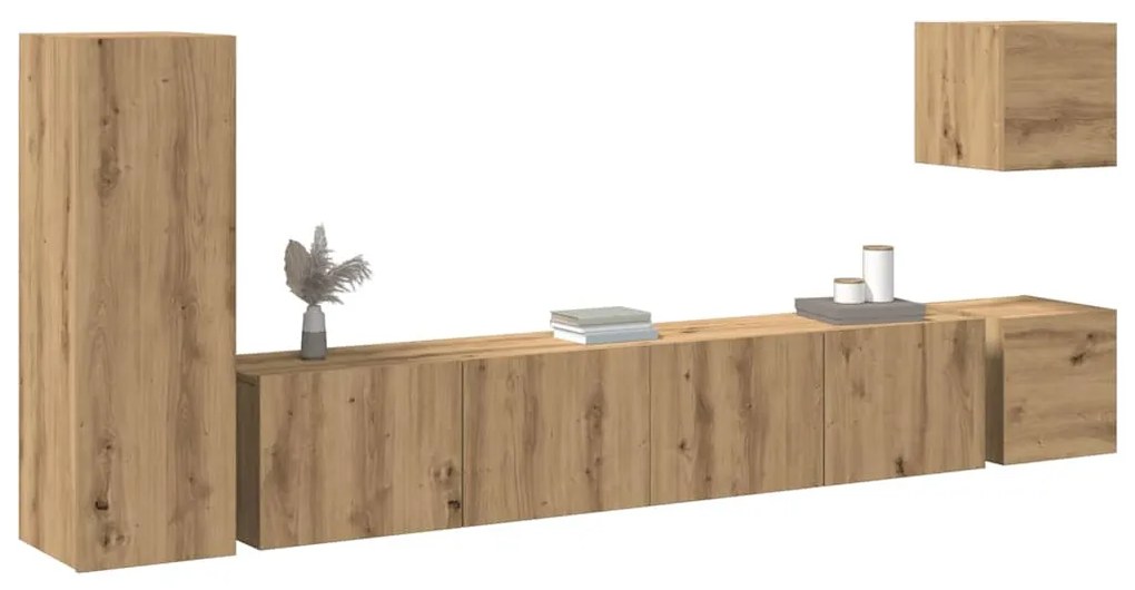Sada 5 kusů nástěnné TV skříňka dub artisan kompozitní dřevo 3329200