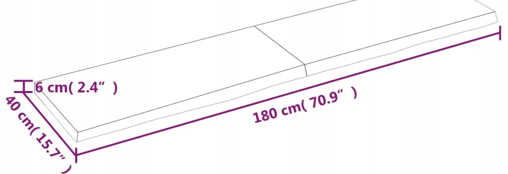 Dřevěná deska do koupelny 180x40x6 světle hnědá
