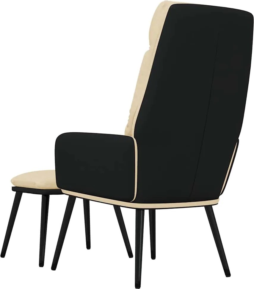 Relaxační křeslo se stoličkou krémové textil a umělá kůže 3097508