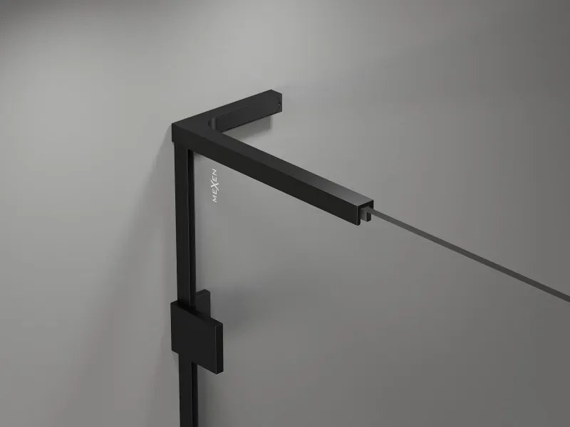 Mexen Lunar, L pravý půlkruhový sprchový kout 90 x 80 cm, 8mm čiré sklo, černý profil, 833L-090P-080L-70-00