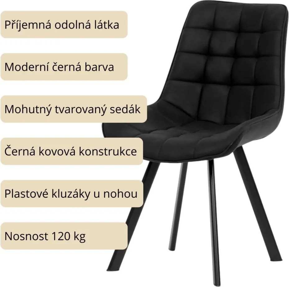 Vikio Jídelní set pro 8 osob 180x90 cm dub noha U černá židle VJS158-8C-S