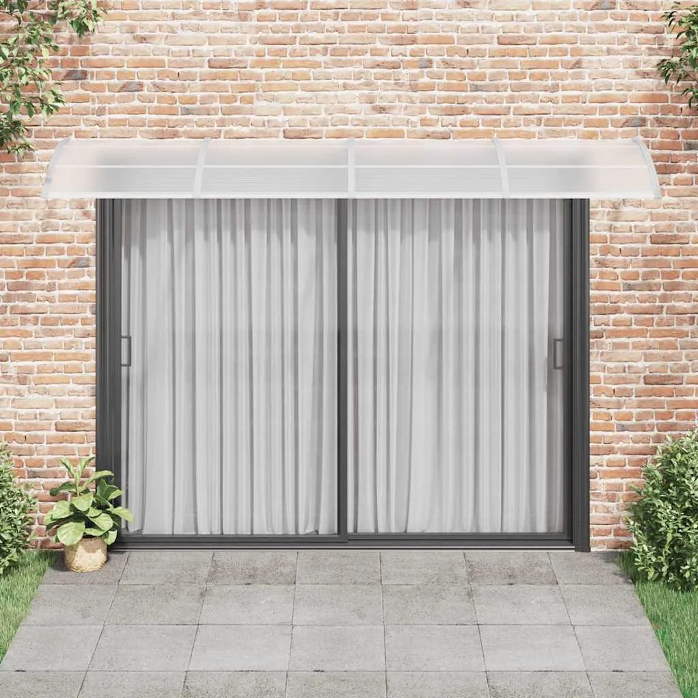 Vchodová stříška šedá a průhledná 350 x 75 cm polykarbonát 153592