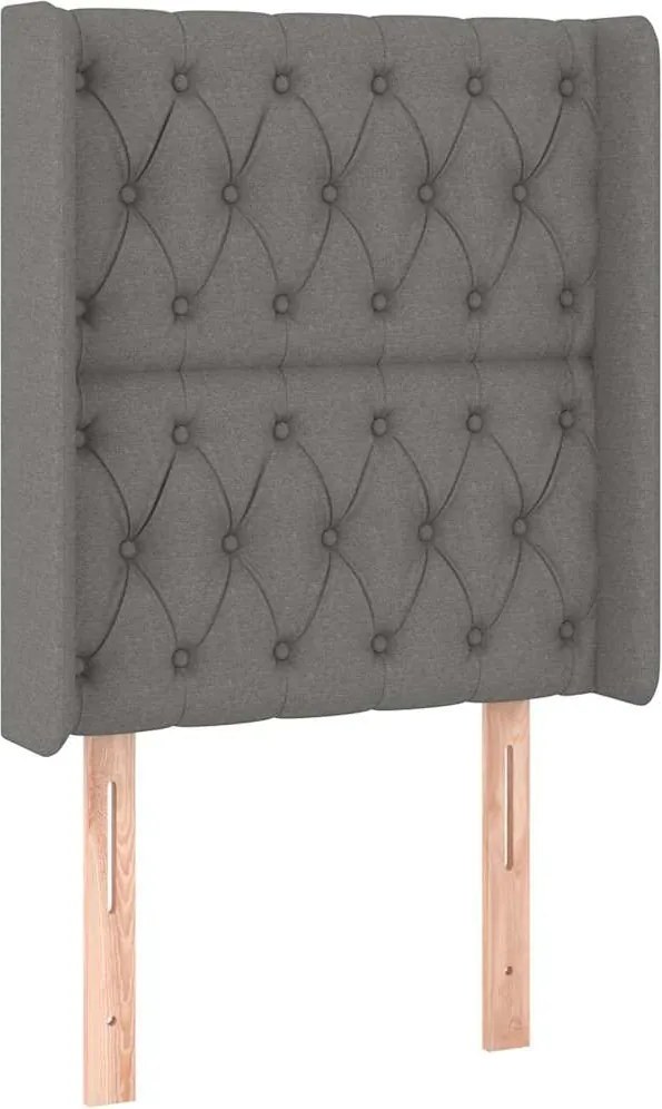Čelo postele typu ušák tmavě šedé 83x16x118/128 cm textil 3119891