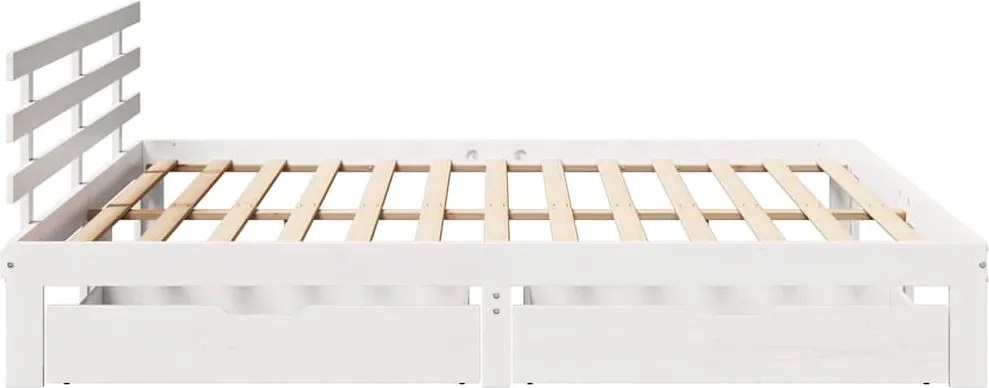 Rám postele se zásuvkami bílý 200 x 200 cm masivní borovice 3302019