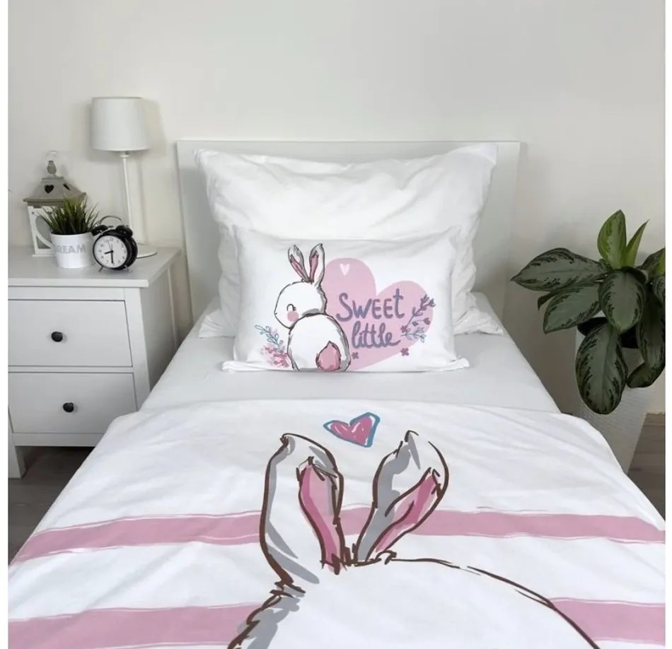 Bavlněné povlečení do postýlky BUNNY SWEET bílé Rozměr povlečení: 40 x 60 cm | 100 x 135 cm