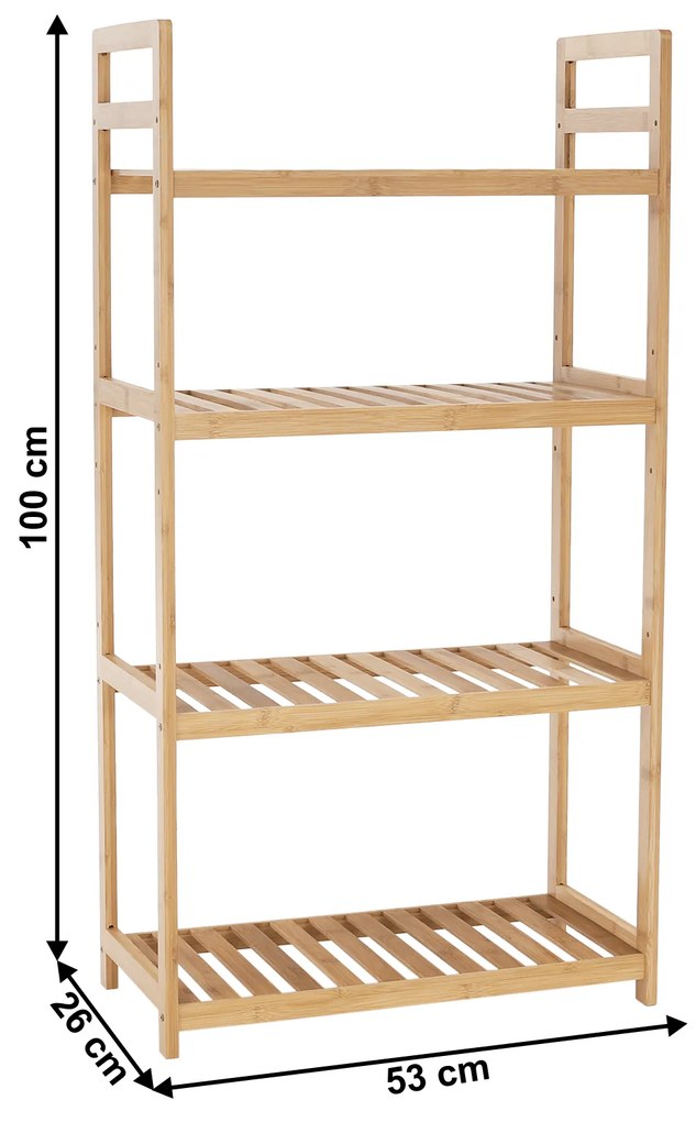 Kondela 4-policový regál, přírodní bambus, FIORE TYP 2