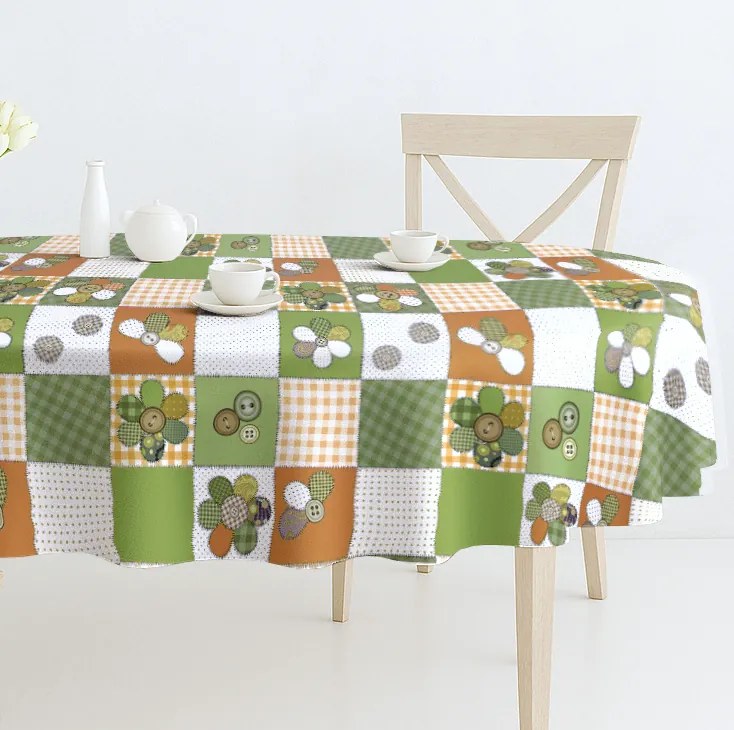 Ubrus PVC oválný FL-1763-02 - Knoflíková louka (různé velikosti)