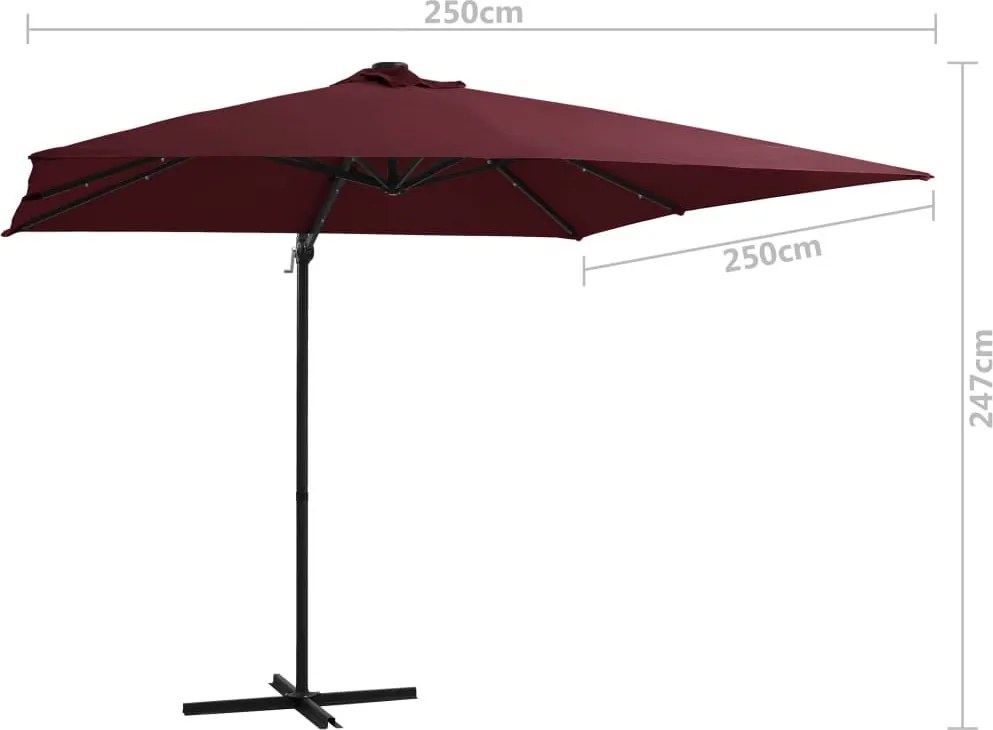 vidaXL Boční zahradní slunečník s LED ocelová tyč 250 x 250 cm [46992] Barva: Zelená
