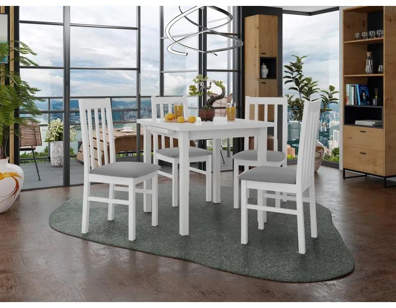 Rozkládací jídelní stůl se 4 židlemi AL14, Barva dřeva: bílá-L, Potah: 25x - Paros 2